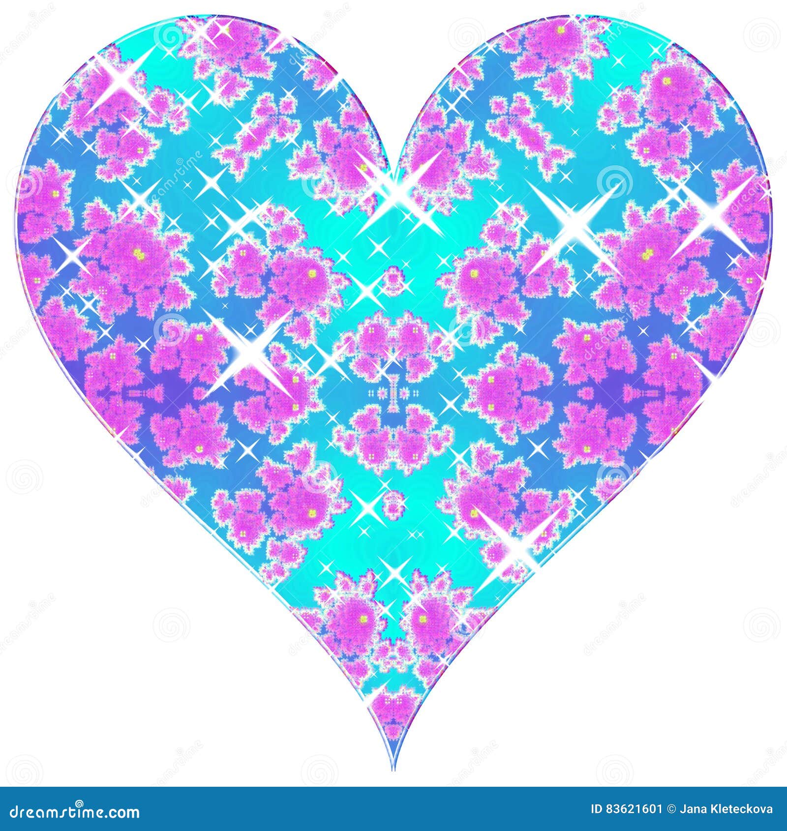 Sparkling Pink and Turquoise Beautiful Heart on White Stock ...
