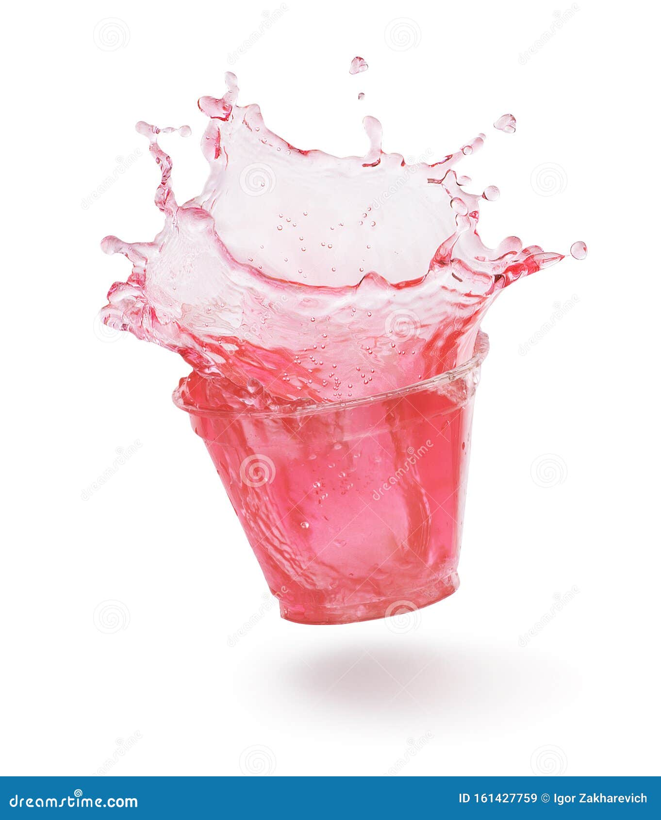 Sparkling Pink Water in a Plastic Cup on a White Background Stock Image ...
