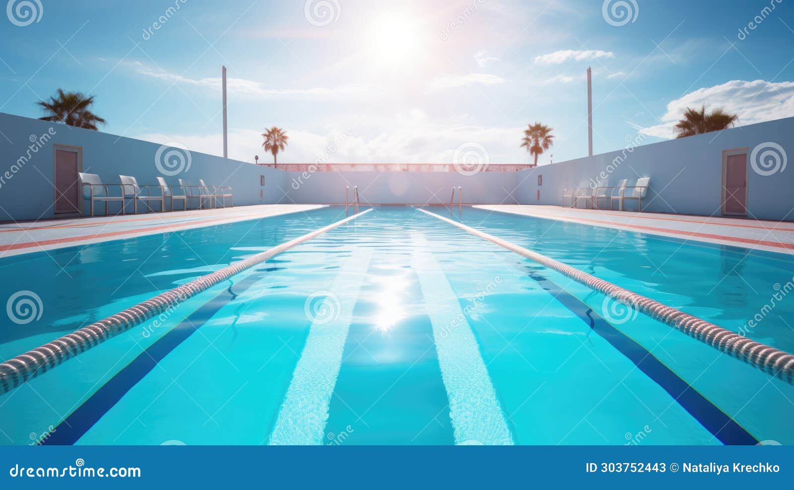 Sparkling Pool with Lanes Ready for Swimmers Stock Image - Image of ...