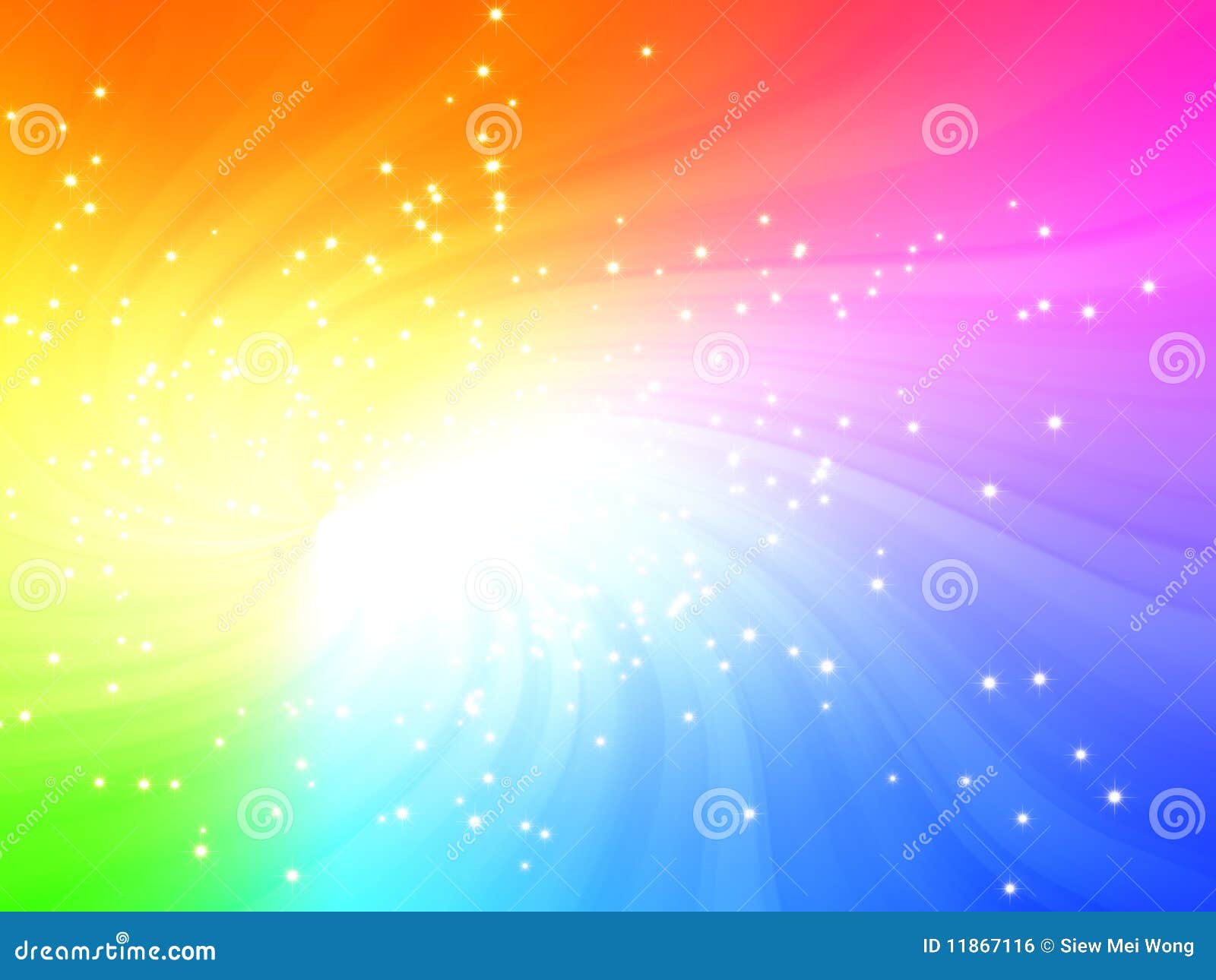 Sparkling Rainbow Colors Light Burst with Stars Stock Illustration ...