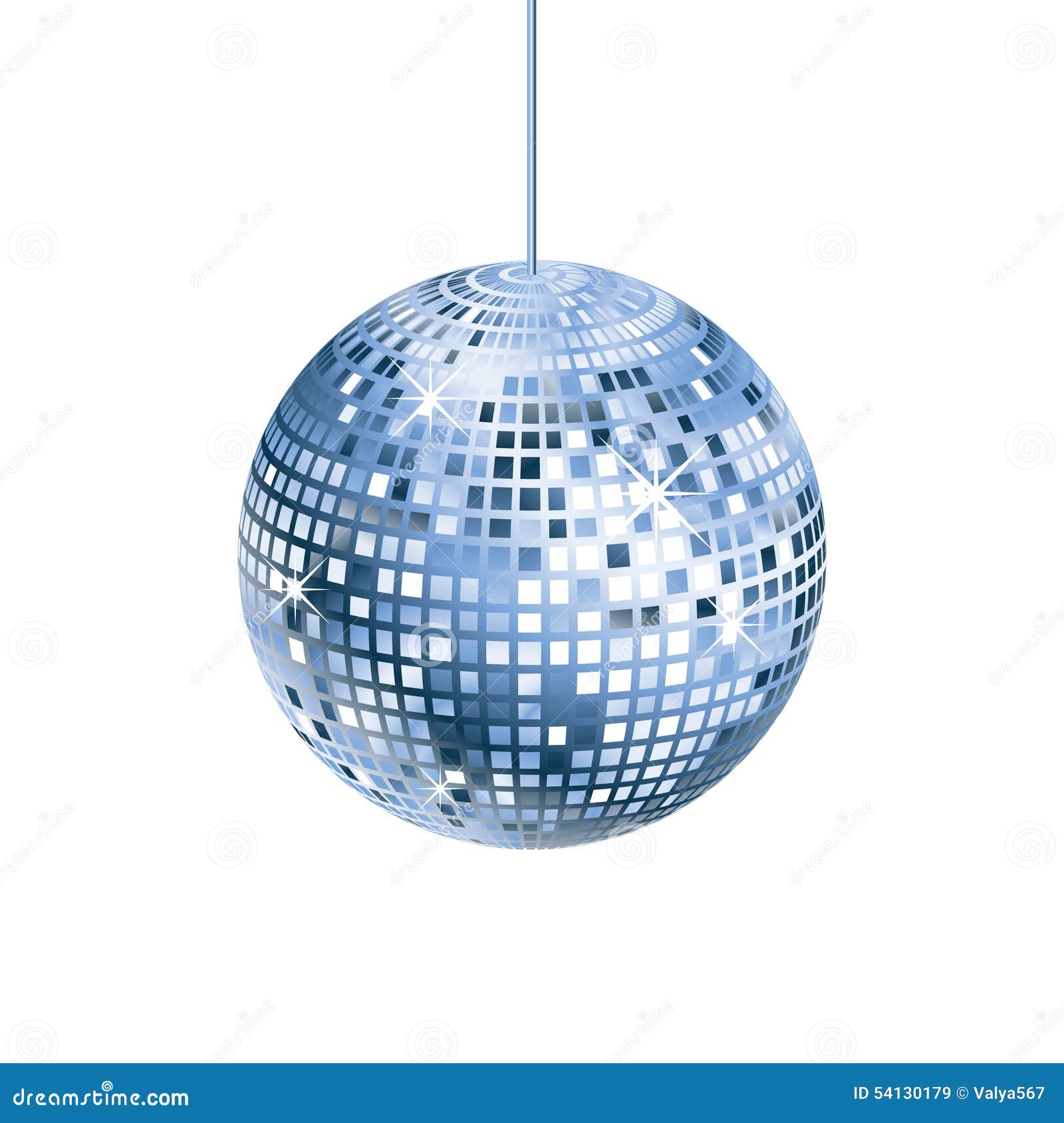 Sparkling Silver and Blue Disco Ball Isolated Stock Vector ...