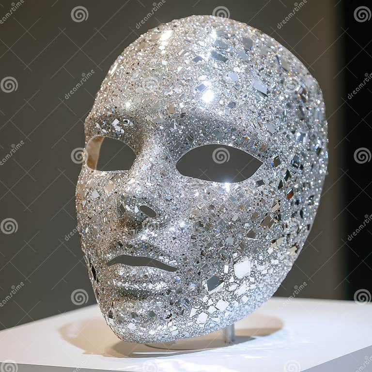 Sparkling Silver Mask on Display Stock Illustration - Illustration of ...
