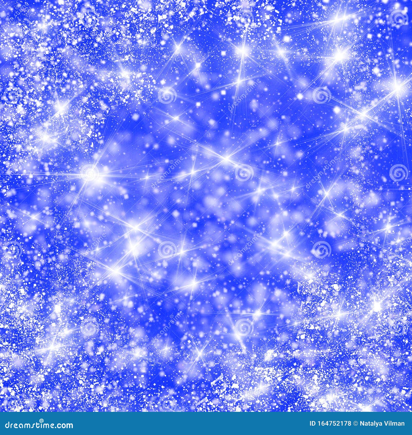 Sparkling Snowy Blue Background with Sparkles and Bokeh Stock Photo ...
