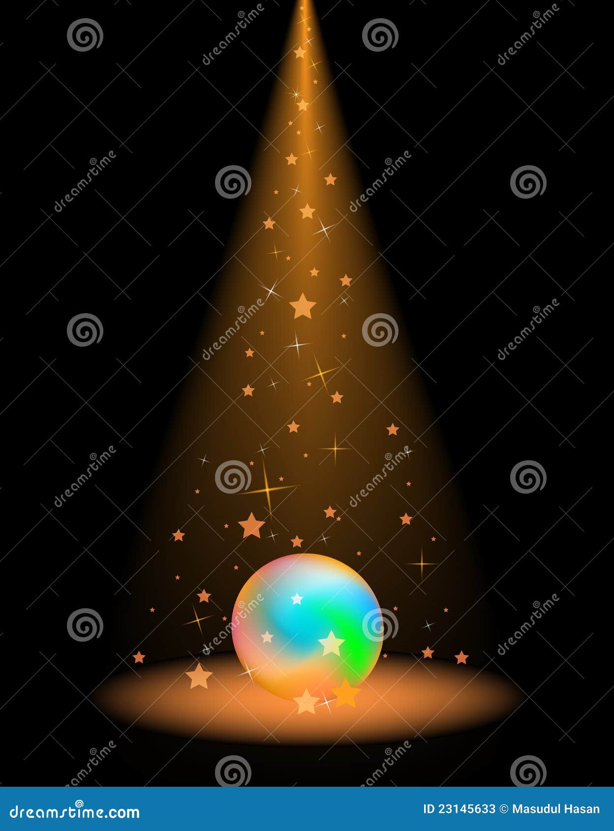 Sparkling Spotlight with Star and Planet Stock Illustration ...