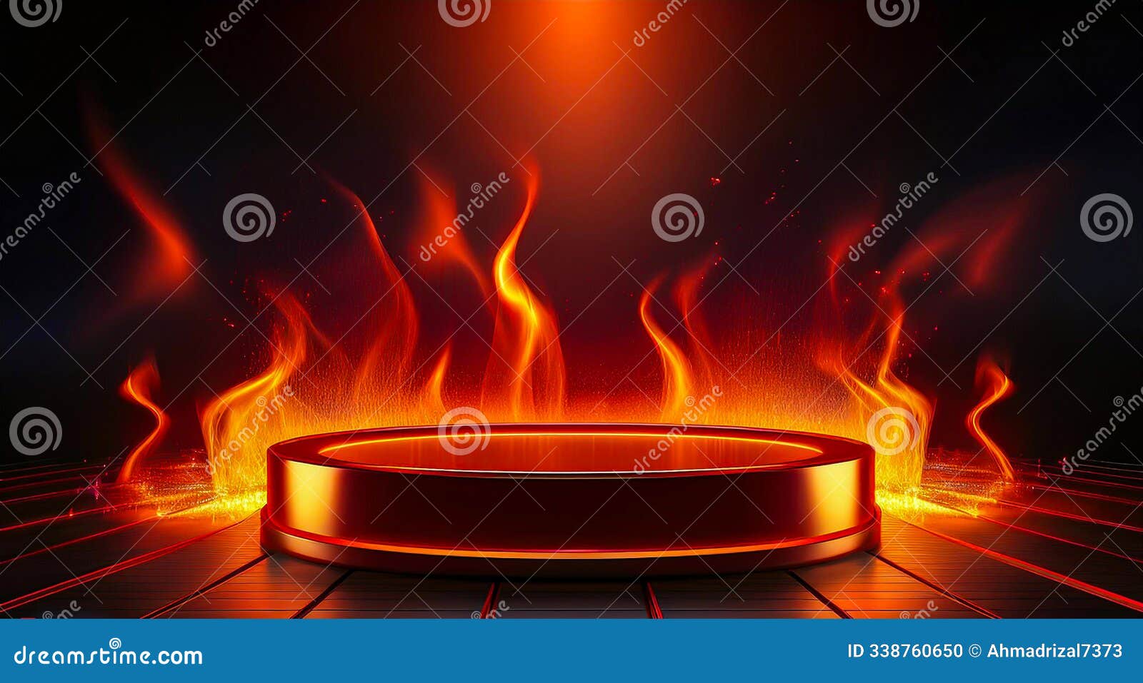 Sparkling Stage Podium Display with Firelight Effect Stock Photo ...
