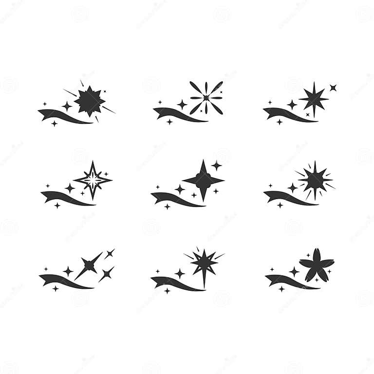 Sparkling Star Icon Different Shape Design Vector Collection Stock ...