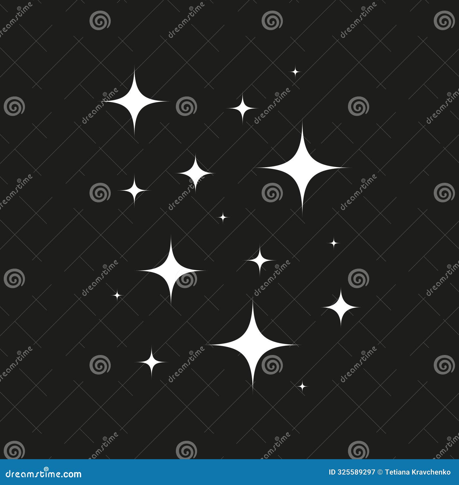 Sparkling Stars Pattern. White Stars Black Background. Night Sky Vector ...