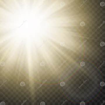 Sparkling Sun Rays with Flare Effect on Transparent Background. Vector ...