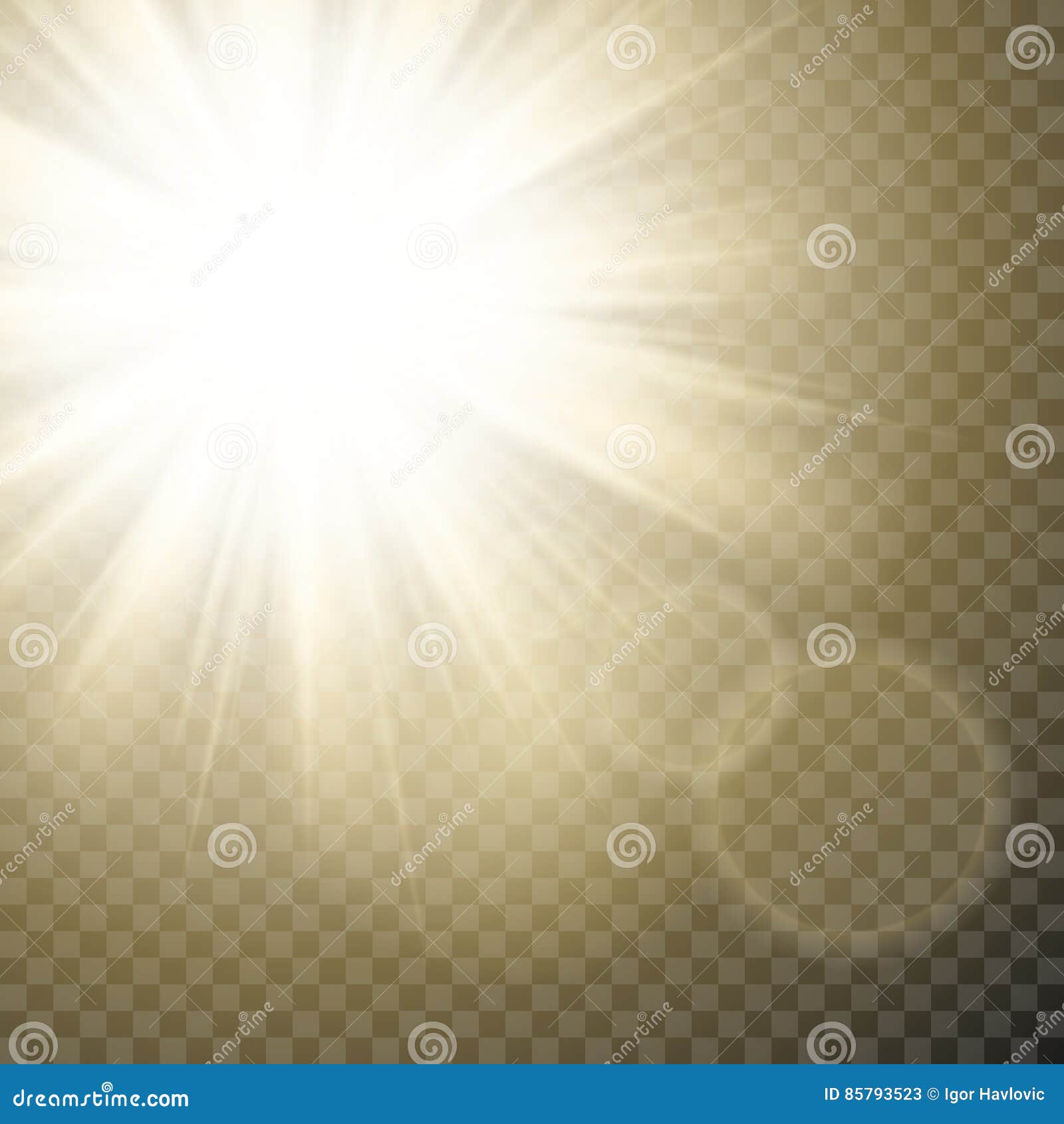 Sparkling Sun Rays With Hot Spot And Flares With Sun Flare Effect On ...