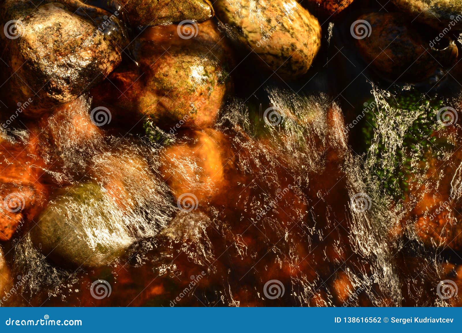 Sparkling Sunlight in the Flow of Pure Spring Water through the Stone ...