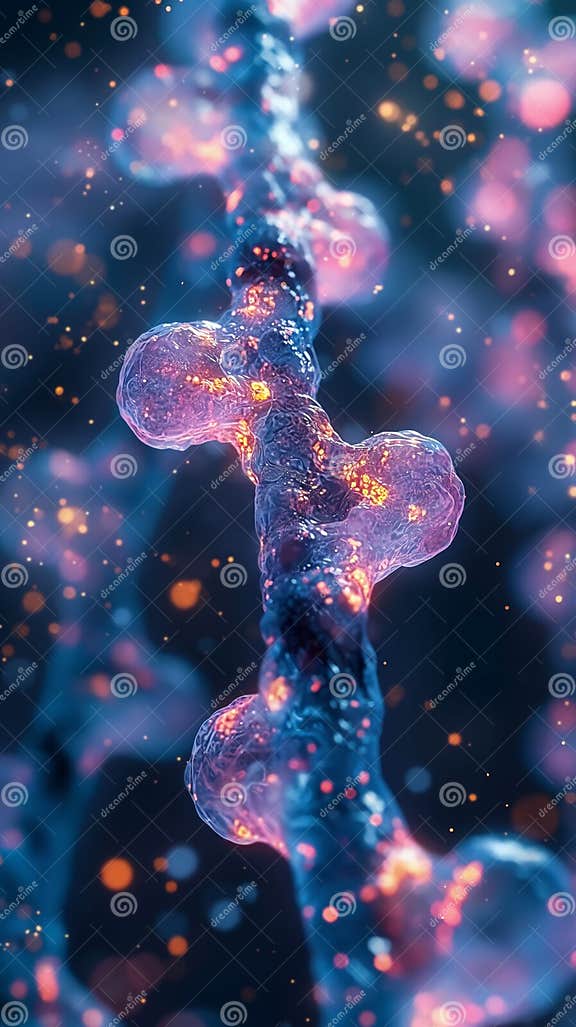Sparkling Synaptic Neural Chain on Abstract Background Stock Photo ...