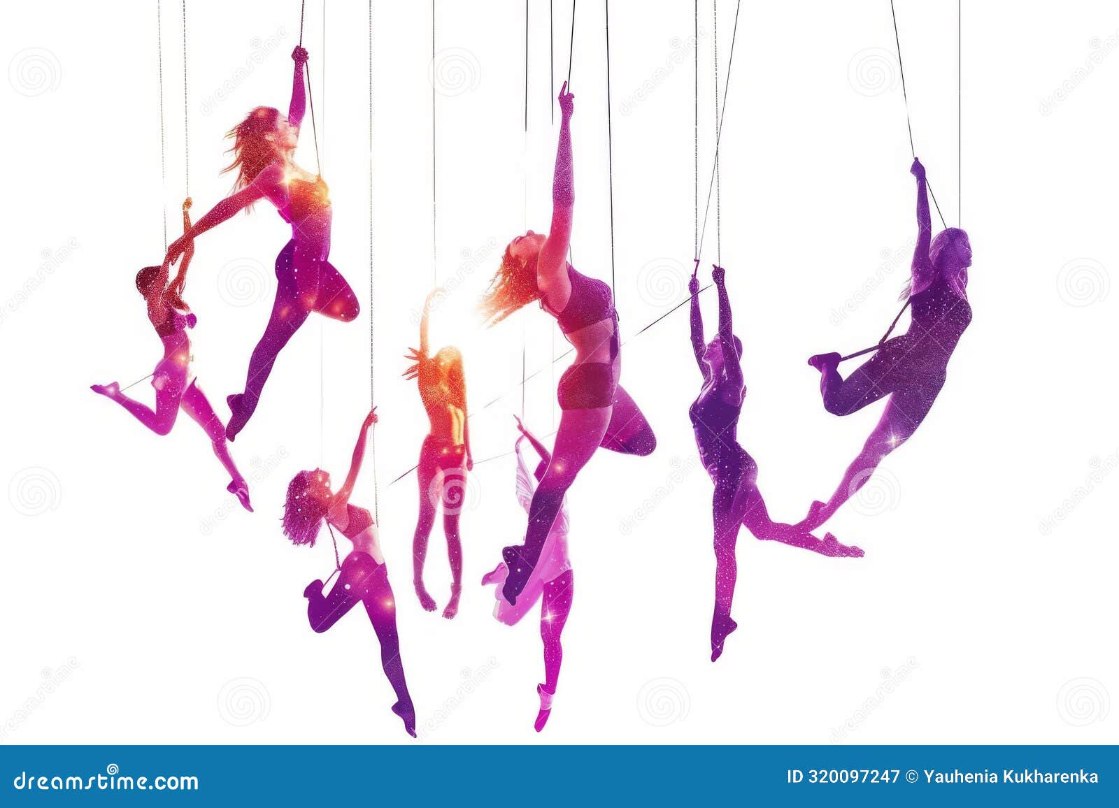 Sparkling Trapeze Acrobats Stock Image | CartoonDealer.com #320097247