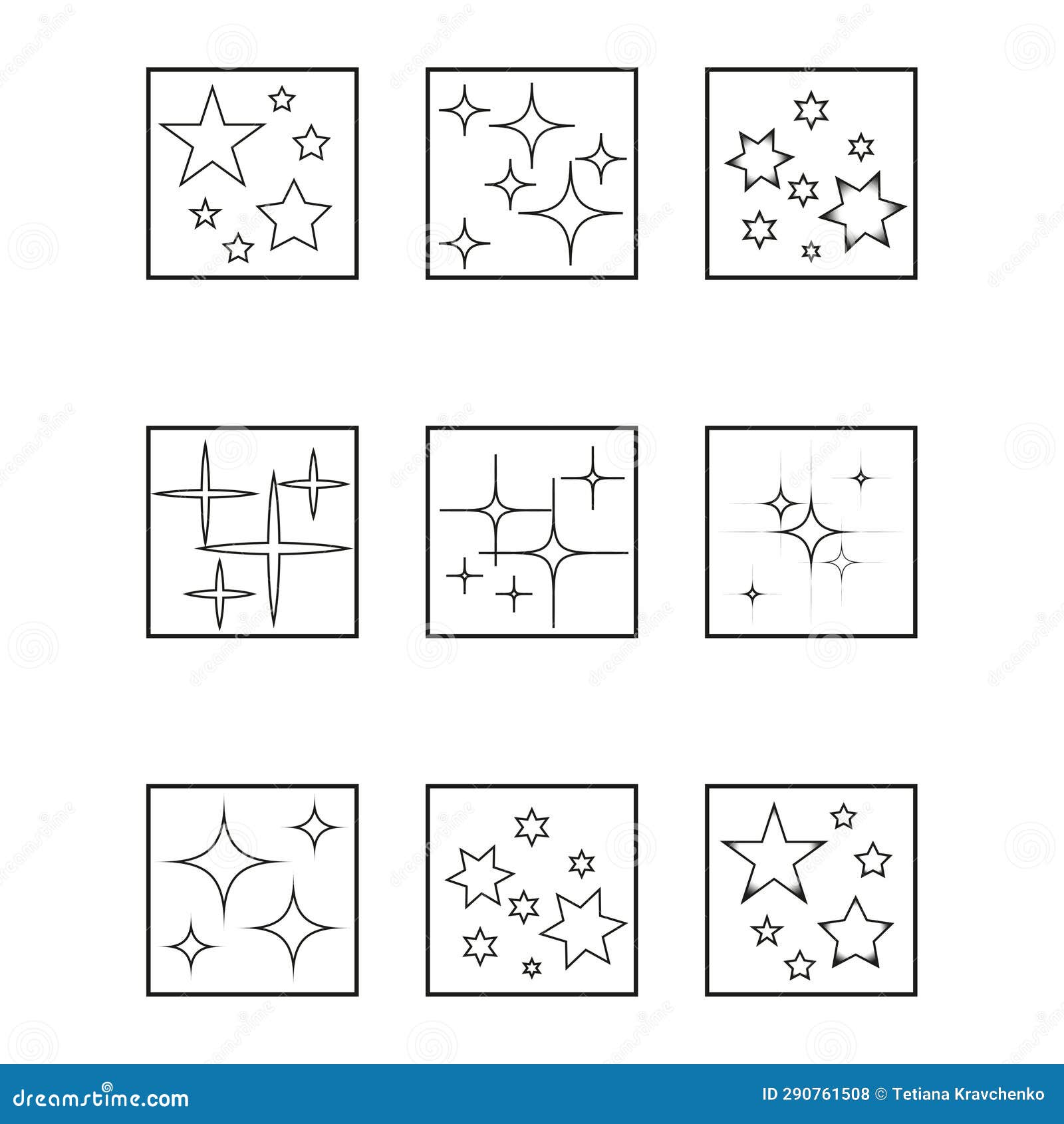 Sparkling and Twinkling Icons Set. Vector Illustration. EPS 10 Stock ...