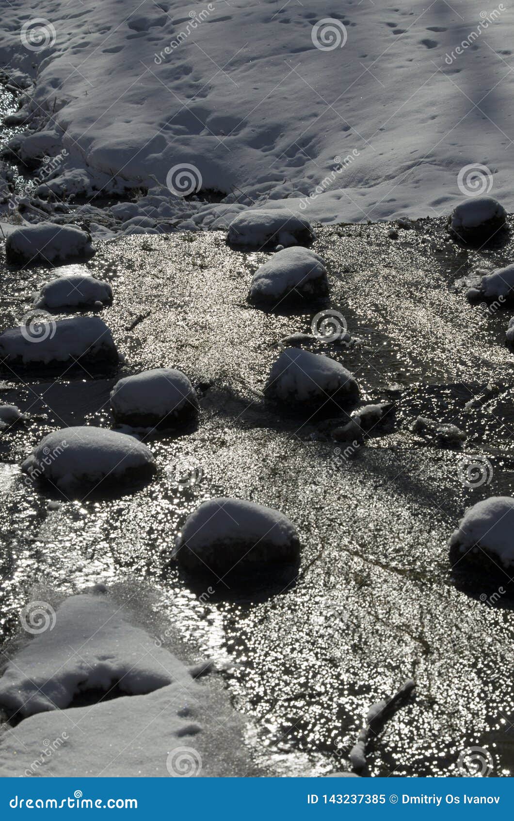 Sparkling Water Flow in Early Spring during Thaw Stock Image - Image of ...