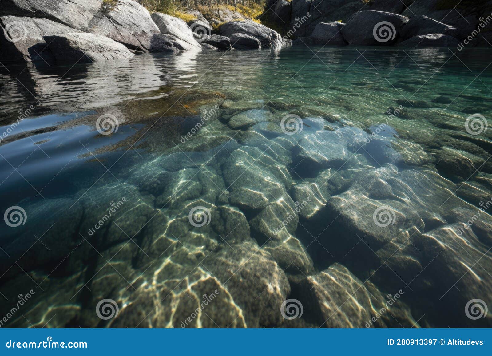 Sparkling Waters of a Crystal-clear Lake, with Reflections and Textures ...