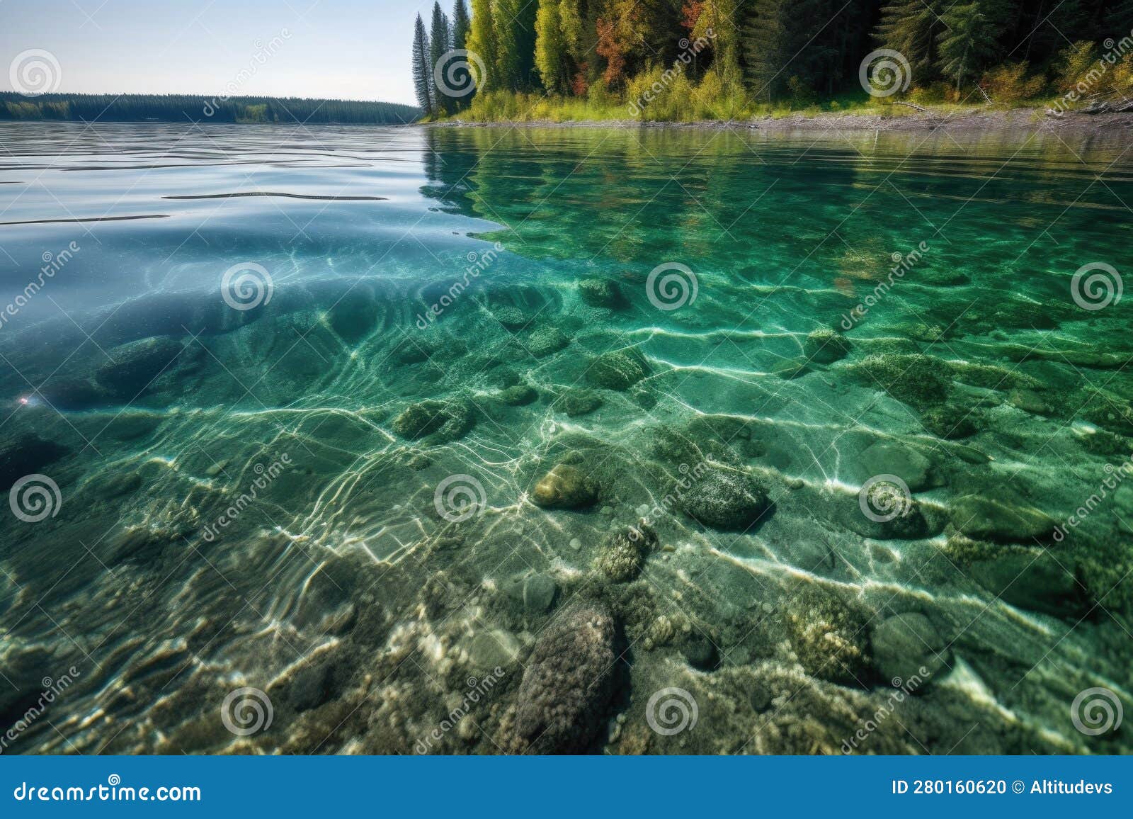 Sparkling Waters of a Crystal-clear Lake, with Reflections and Textures ...