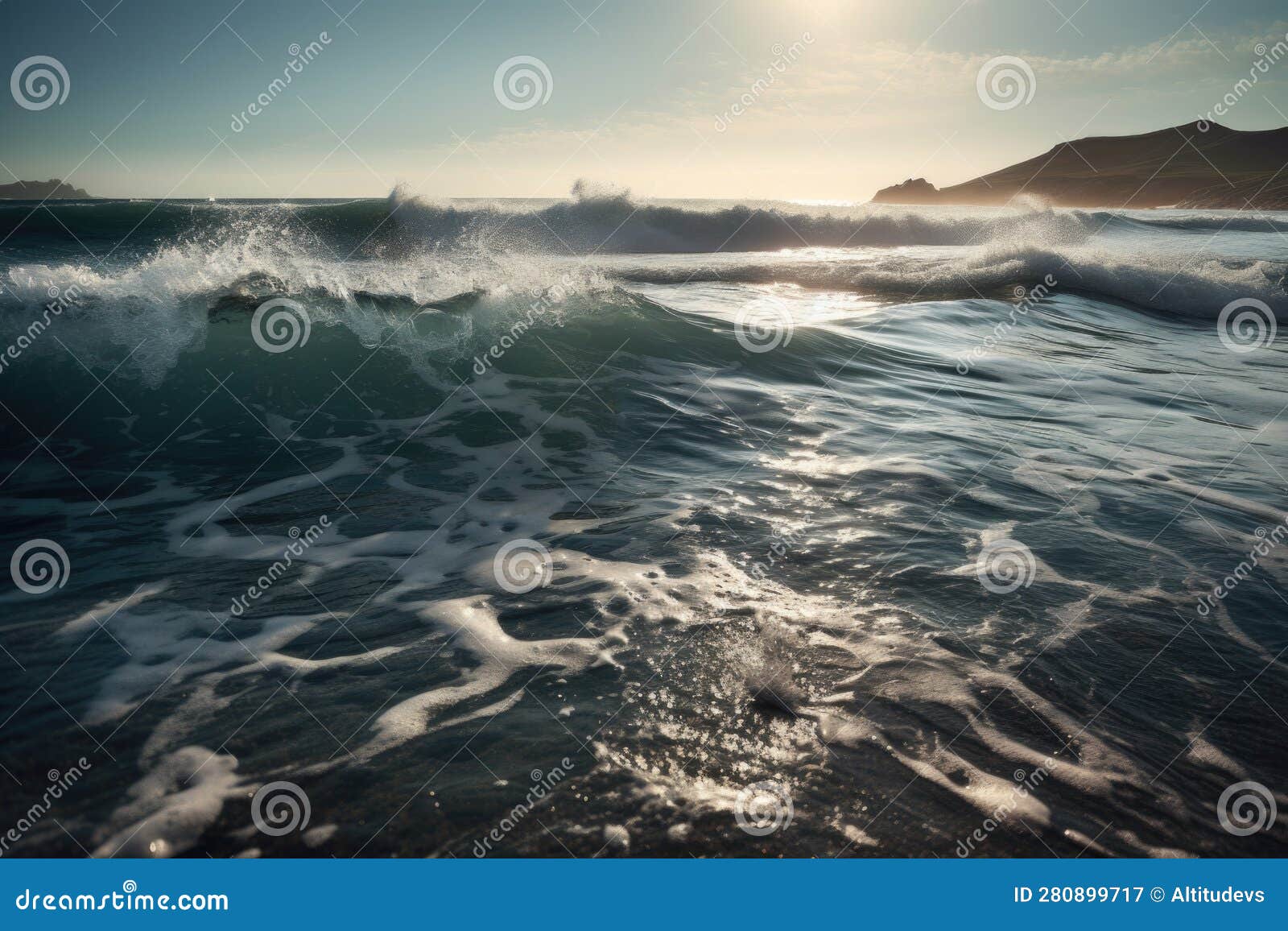 Sparkling Waves of Water in a Serene Landscape Stock Image - Image of ...