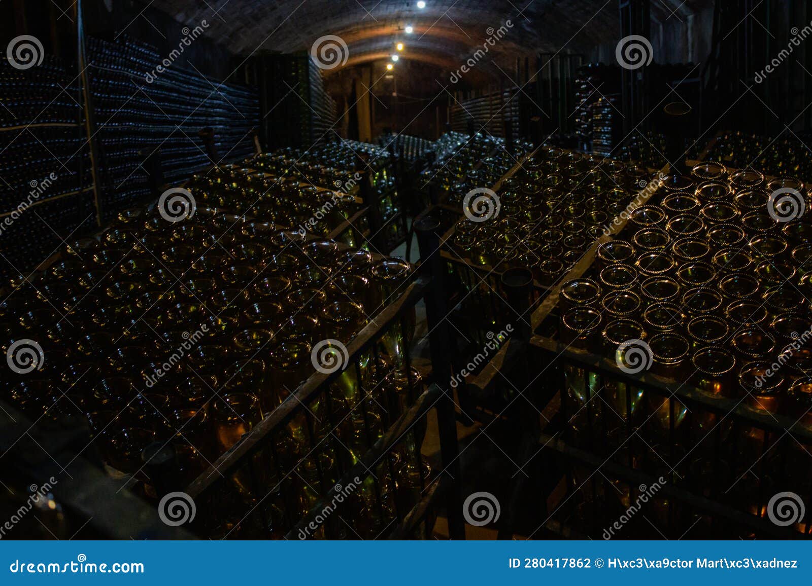Sparkling wine cellars stock photo. Image of interior - 280417862