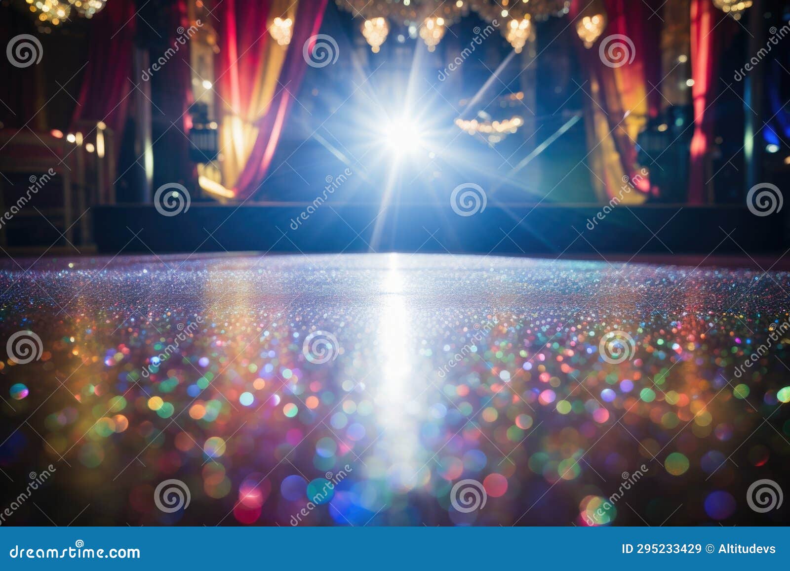 Sparkly Ballroom Dance Floor Under Vibrant Stage Lights Stock Image ...