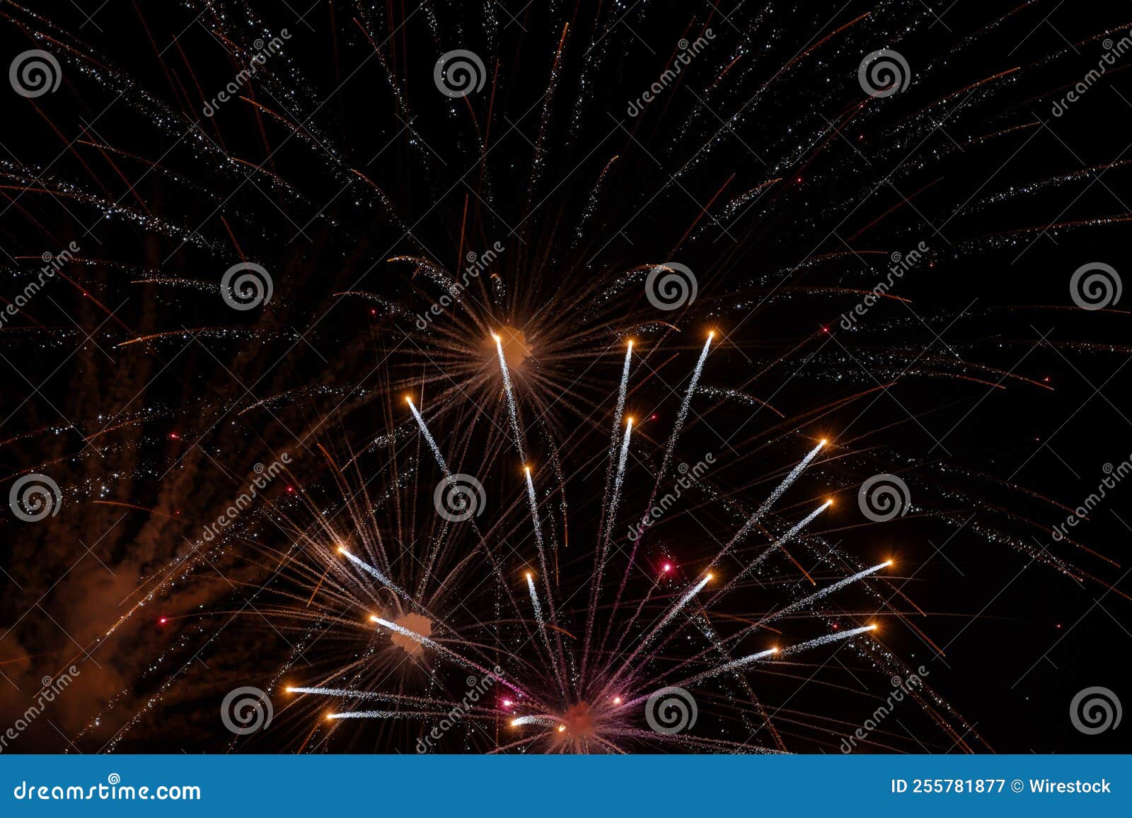 Sparkly Burst of Orange Fireworks in the Night Sky Stock Image - Image ...