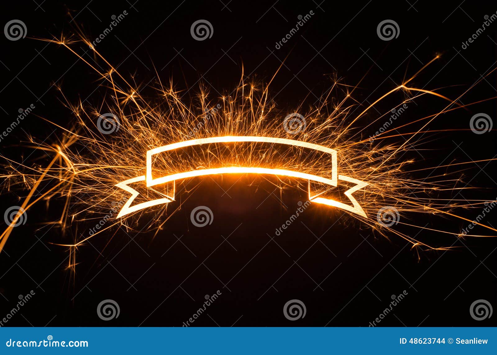 Sparkly Glowing Ribbon Banner with Copy Space Stock Photo - Image of ...