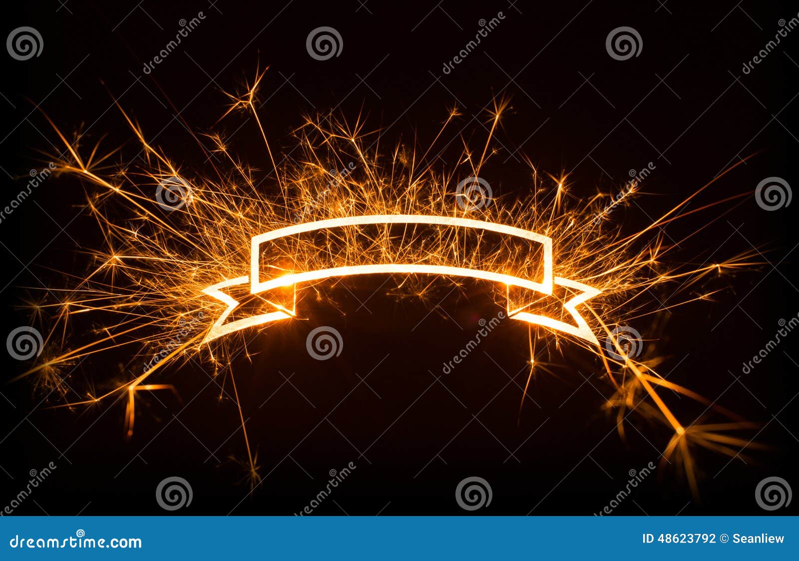 Sparkly Glowing Ribbon Banner with Copy Space Stock Photo - Image of ...