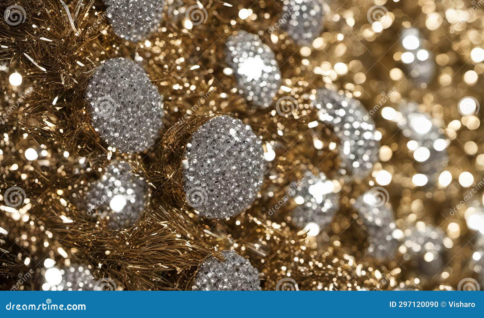 Sparkly Gold and Diamond Christmas Tree Decorations Stock Illustration ...