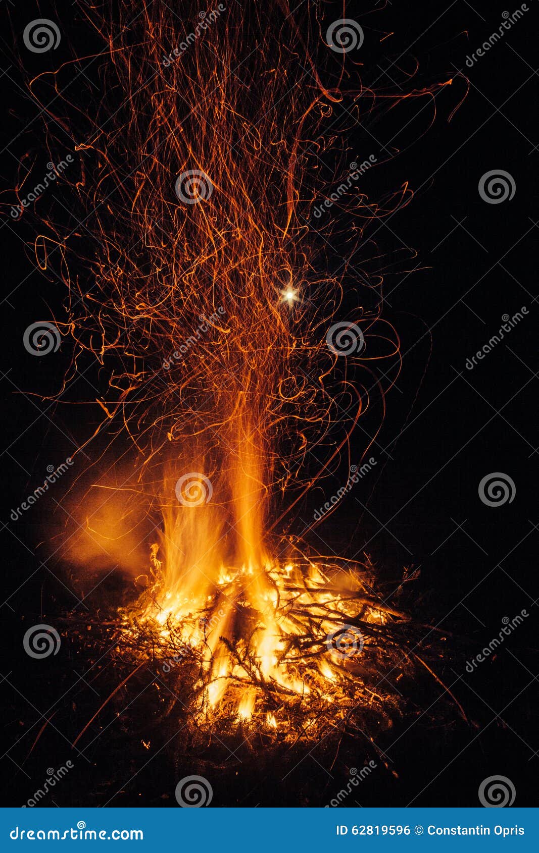 Sparks from campfire stock photo. Image of logs, burn - 62819596