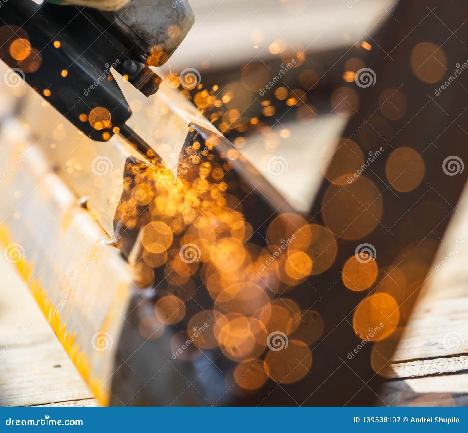 Sparks from Cutting Metal on the Rack Stock Image - Image of process ...