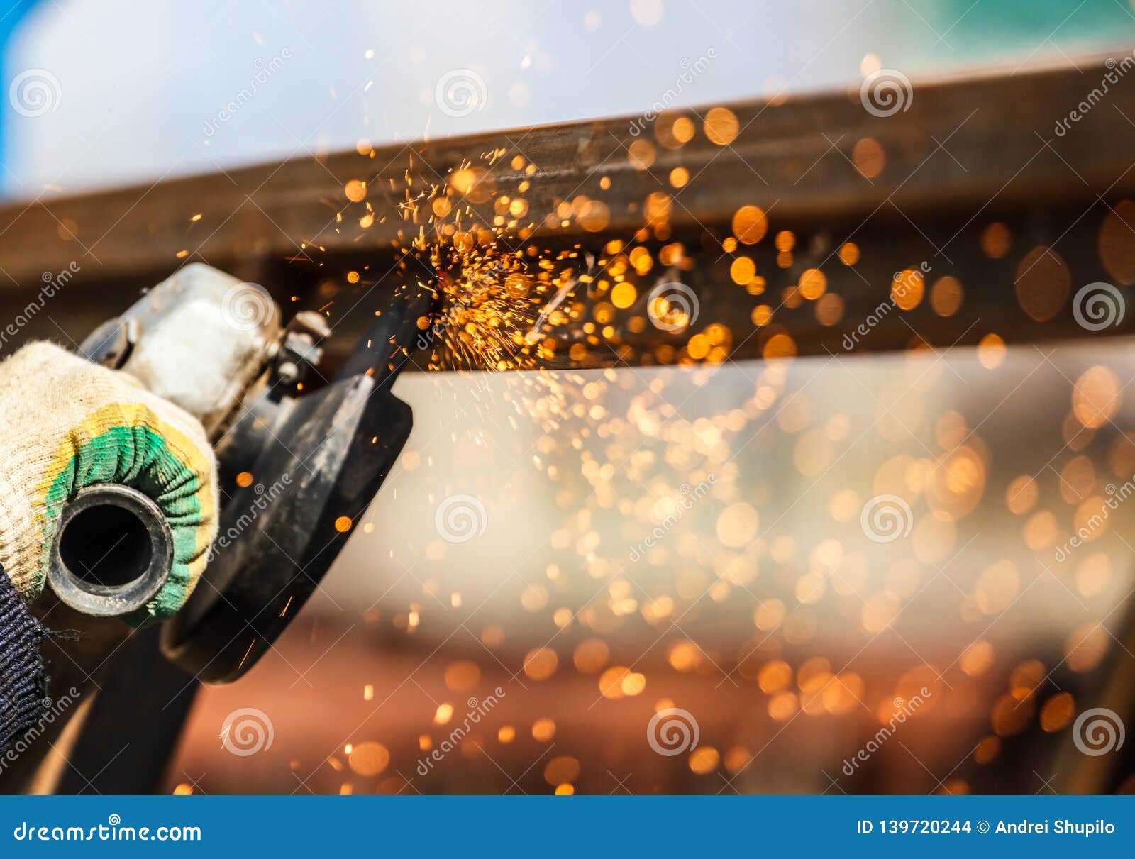Sparks from Cutting Metal on the Rack Stock Photo - Image of detail ...