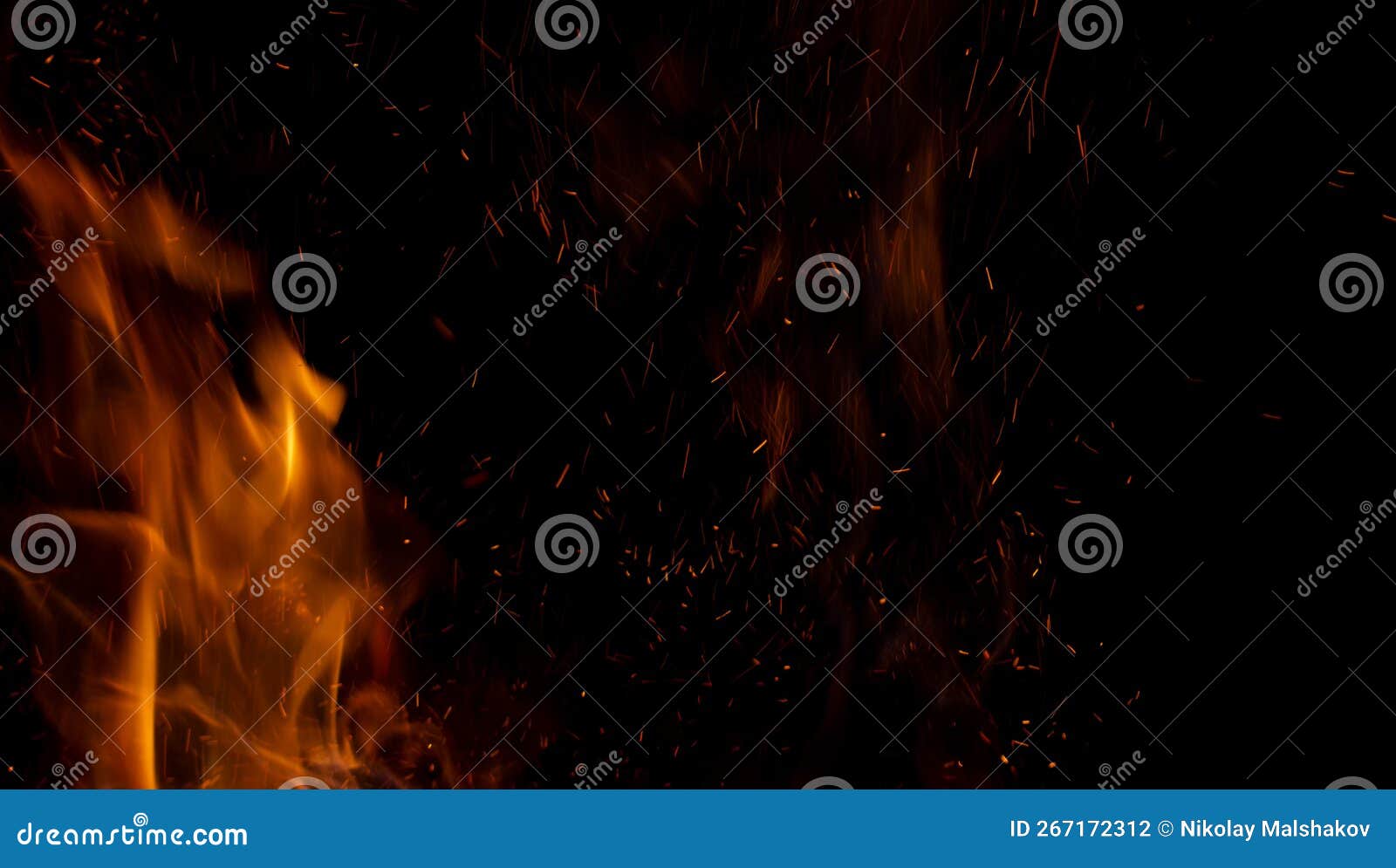 Sparks and Fire on a Black Background. Abstract Blurred Bonfire with ...