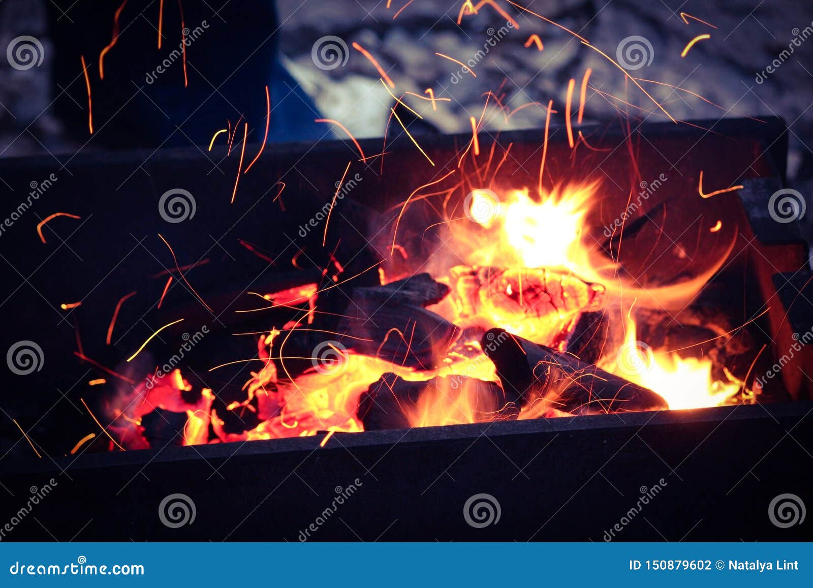 Sparks from a fire stock photo. Image of bonfire, fire - 150879602