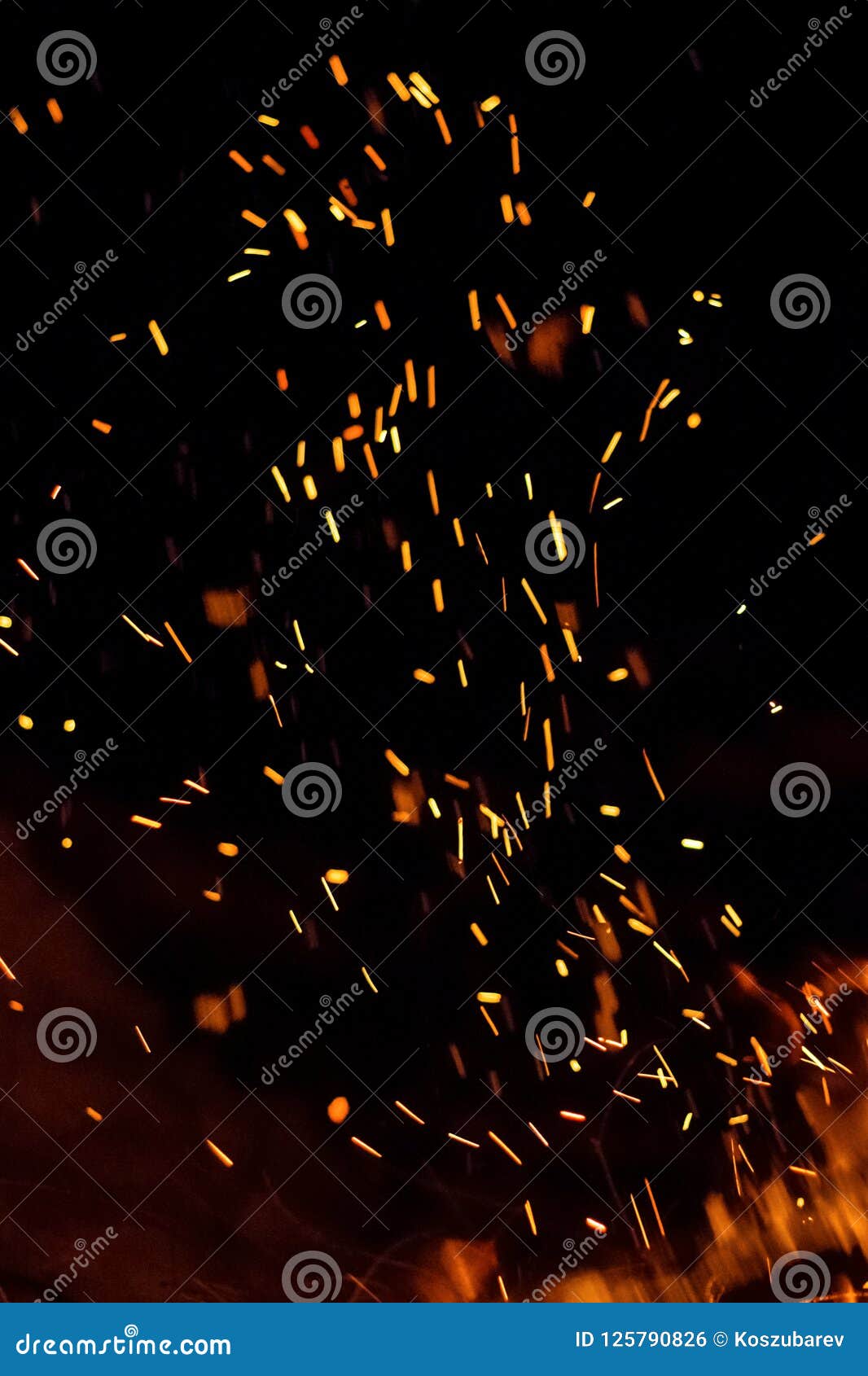 Sparks from the fire stock photo. Image of blaze, star - 125790826