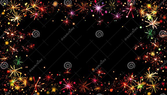 Sparks and Fireworks Creating a Rectangular Frame with Copy Space on ...