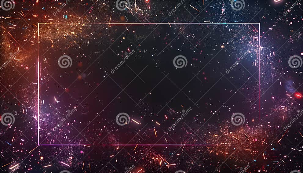 Sparks and Fireworks Creating a Rectangular Frame with Copy Space on ...