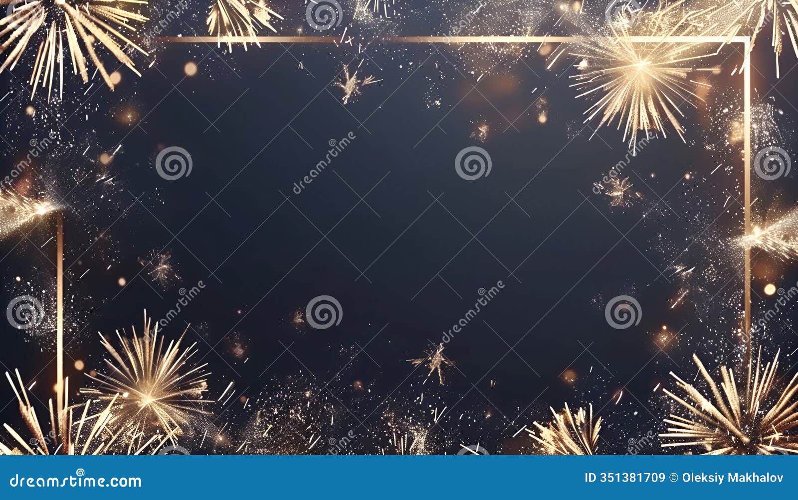 Sparks and Fireworks Creating a Rectangular Frame with Copy Space on ...