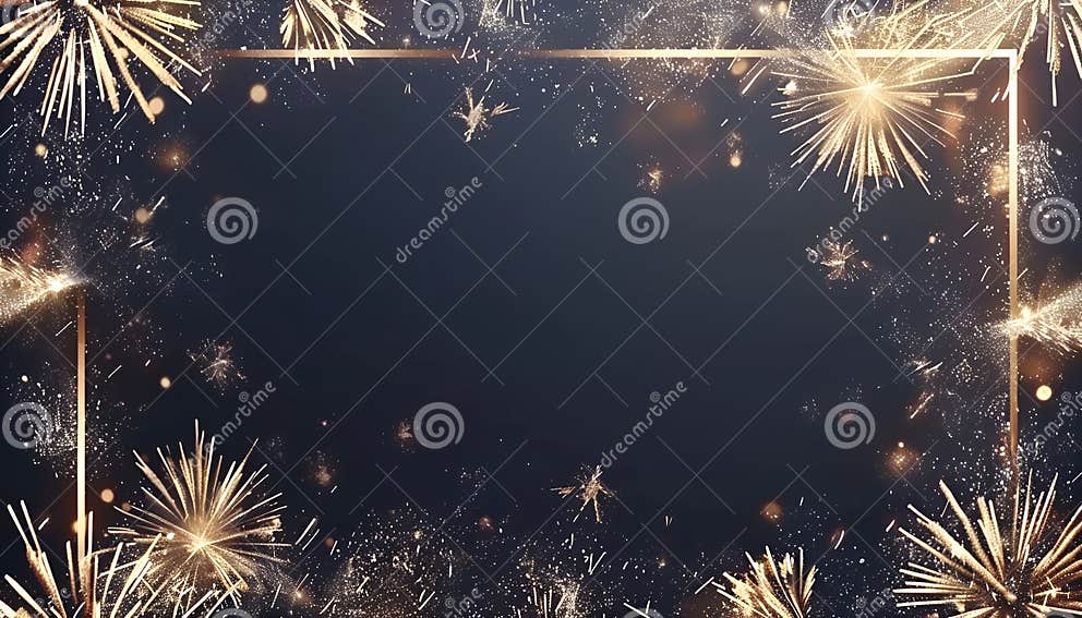 Sparks and Fireworks Creating a Rectangular Frame with Copy Space on ...