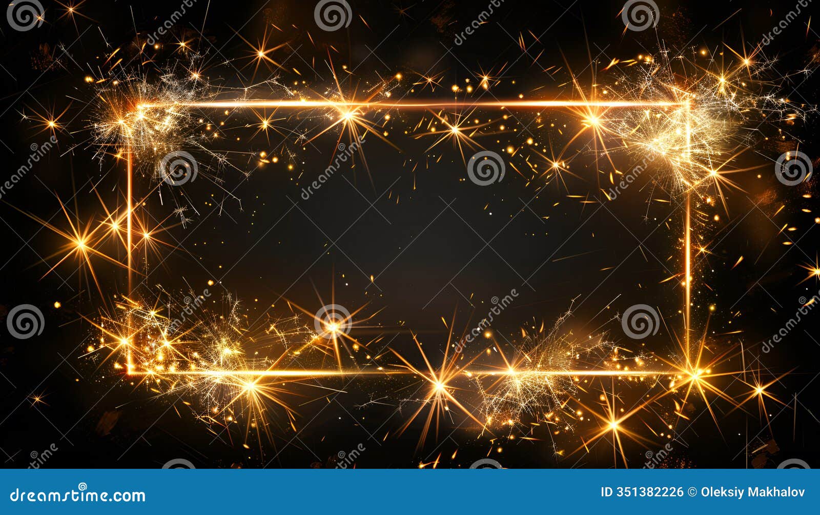 Sparks and Fireworks Creating a Rectangular Frame with Copy Space on ...