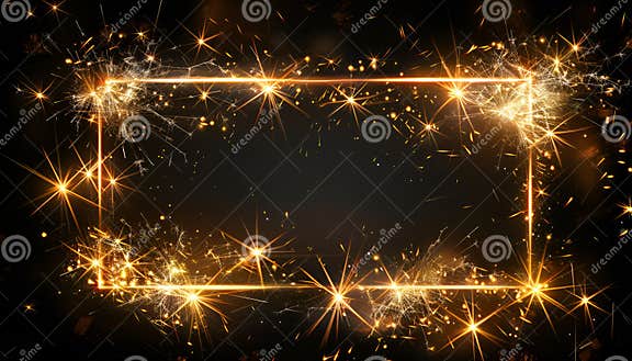 Sparks and Fireworks Creating a Rectangular Frame with Copy Space on ...