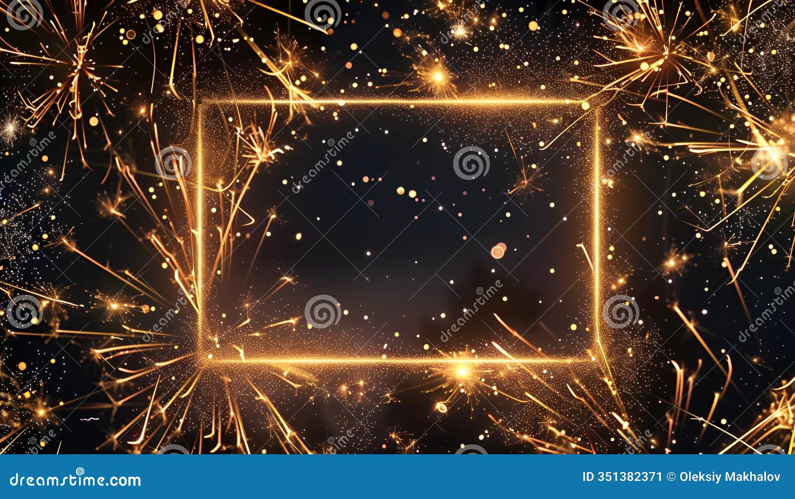 Sparks and Fireworks Creating a Rectangular Frame with Copy Space on ...