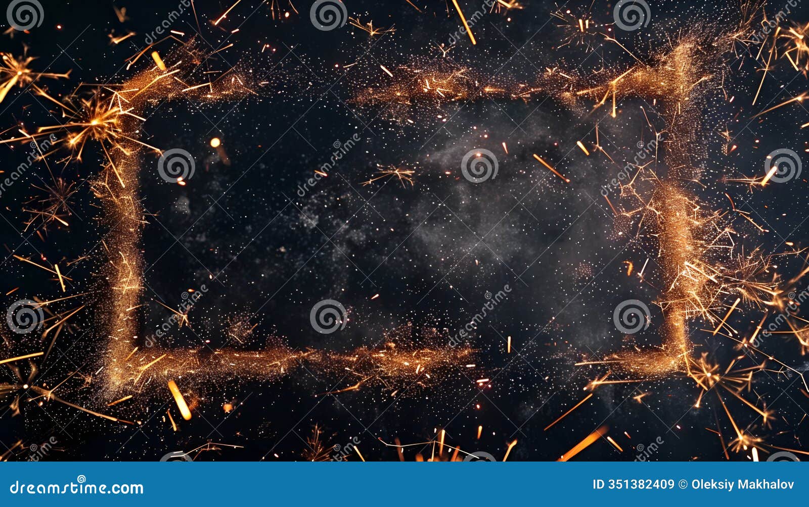 Sparks and Fireworks Creating a Rectangular Frame with Copy Space on ...