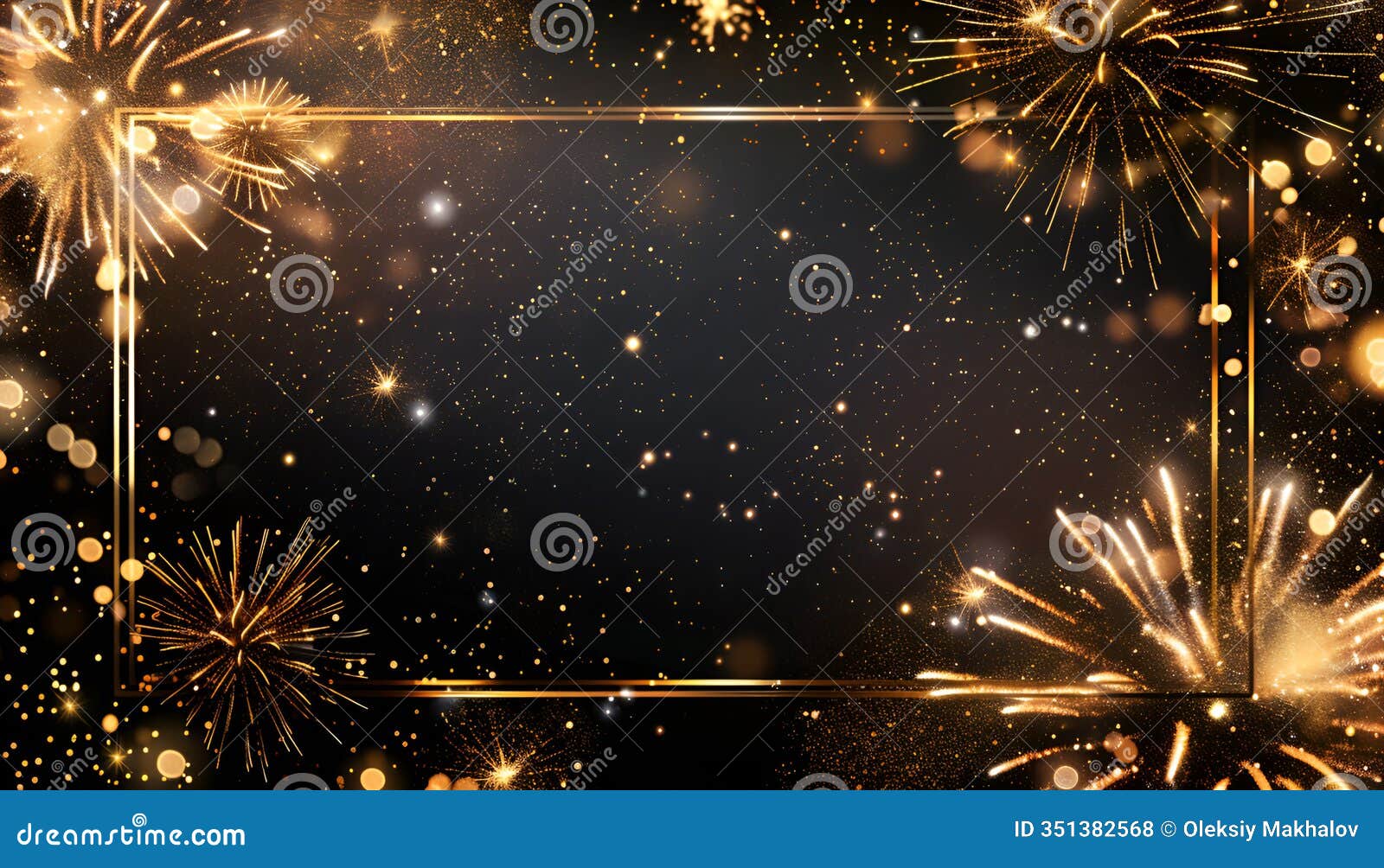 Sparks and Fireworks Creating a Rectangular Frame with Copy Space on ...