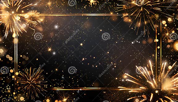 Sparks and Fireworks Creating a Rectangular Frame with Copy Space on ...