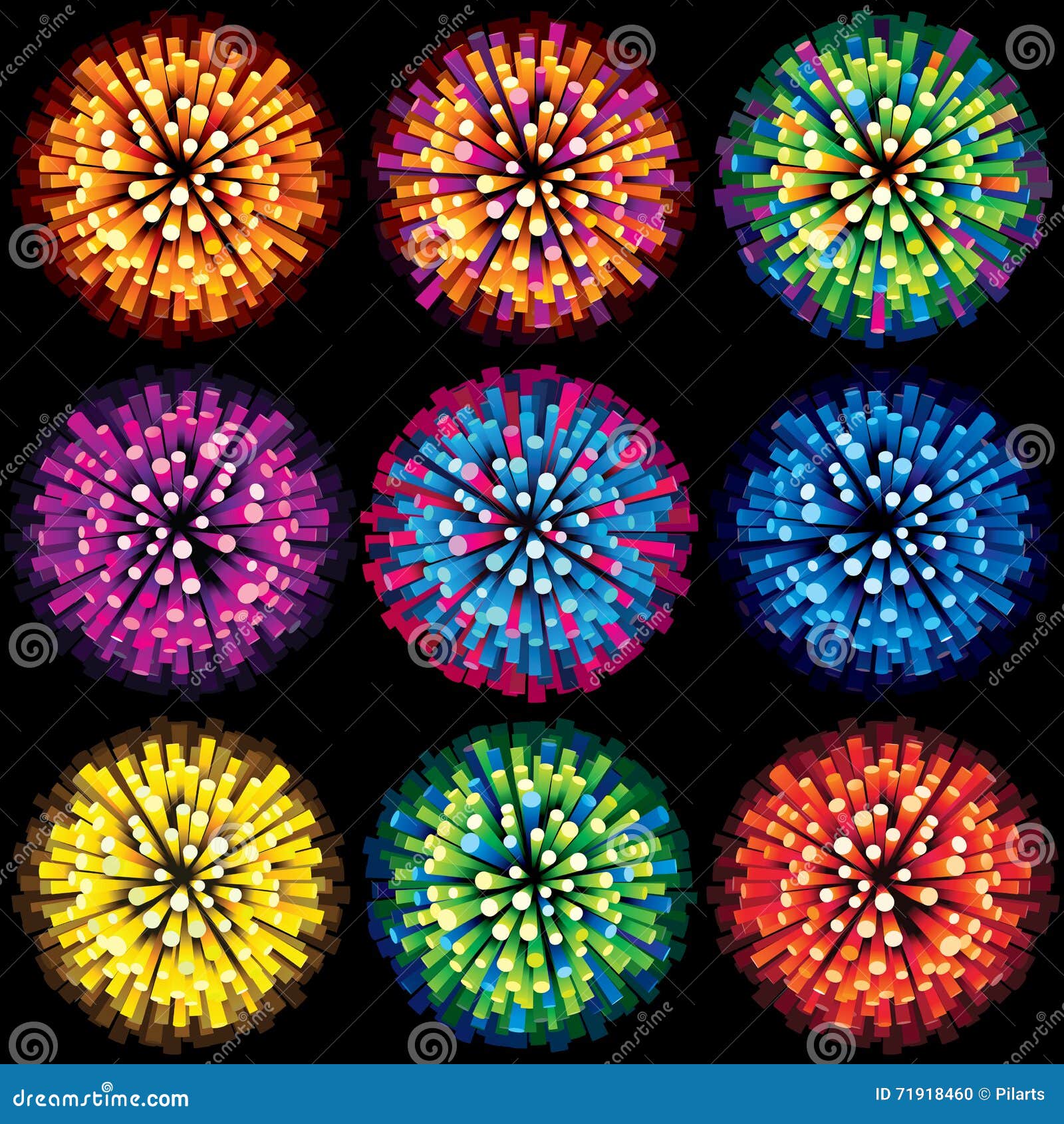 Sparks and Fireworks. Vector Collection Stock Vector - Illustration of ...