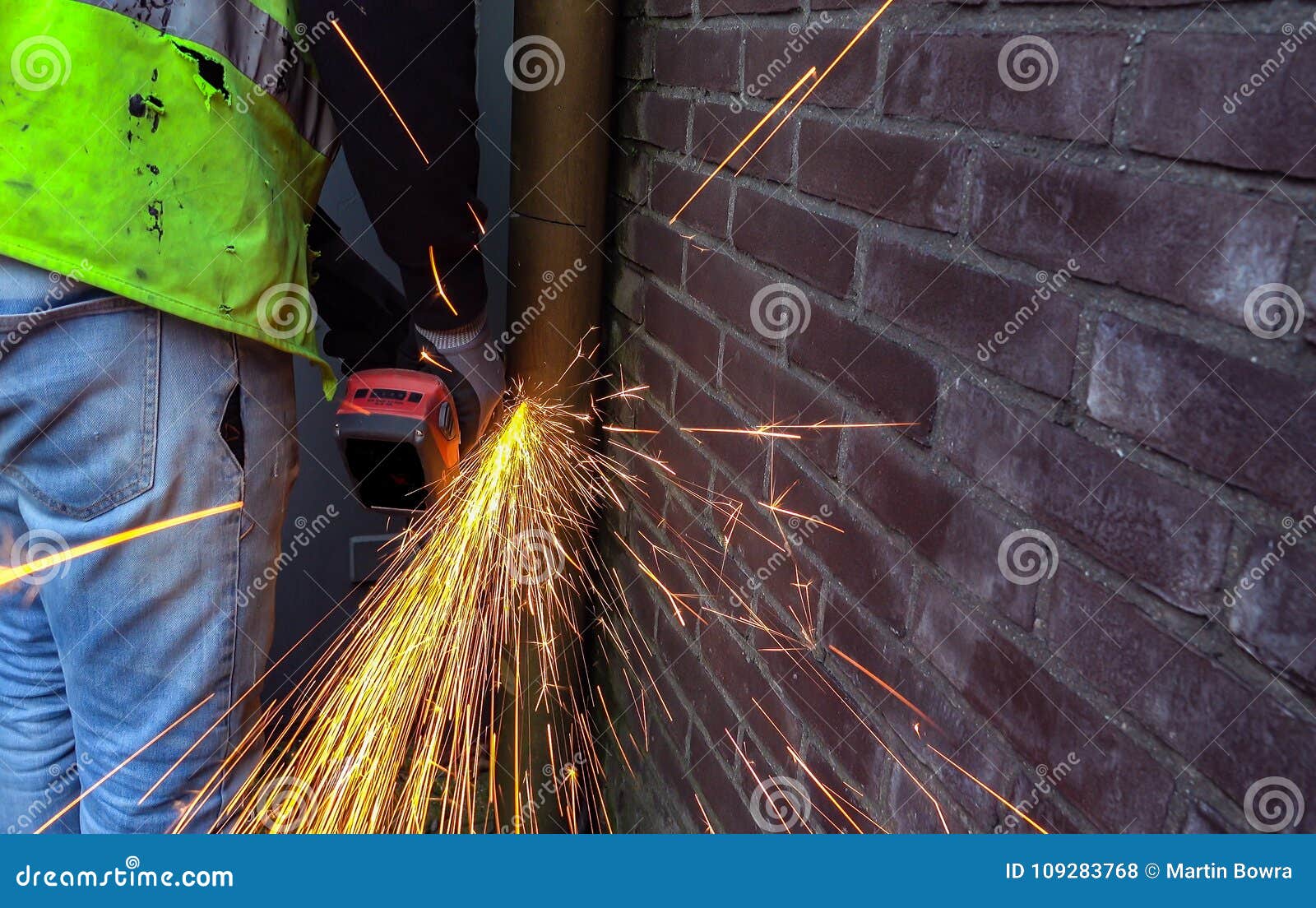 Sparks Flying from an Angle Grinder Stock Photo - Image of machine ...