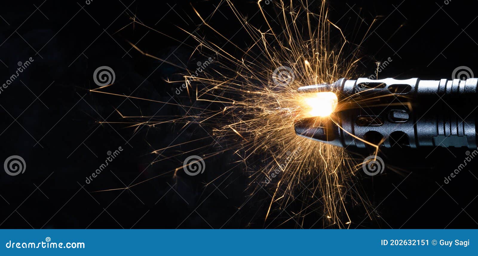 Sparks Flying from the Barrel of a Gun Stock Image - Image of metallic ...