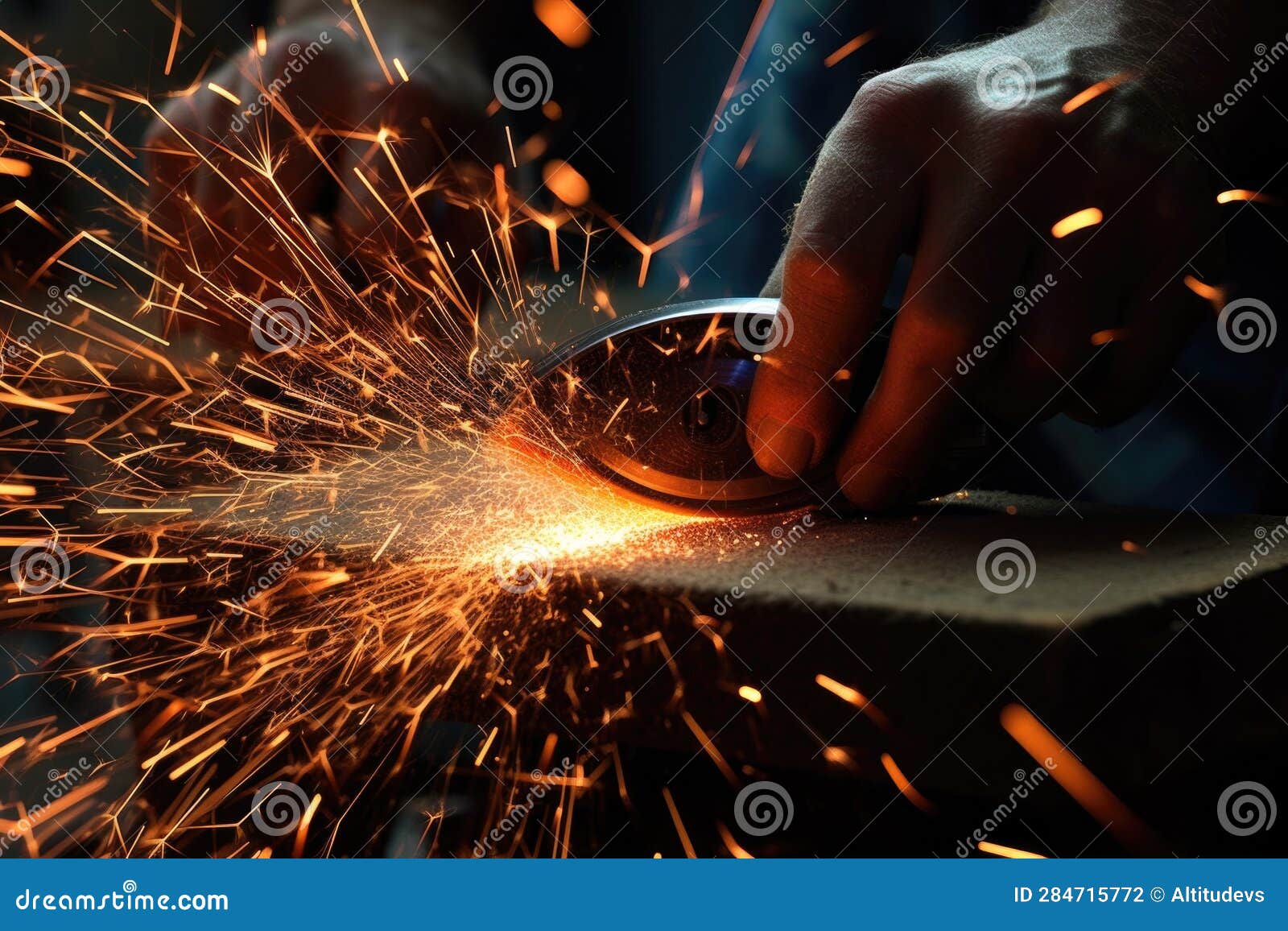 Sparks Flying from Grinding a Sharp Edge Stock Illustration ...