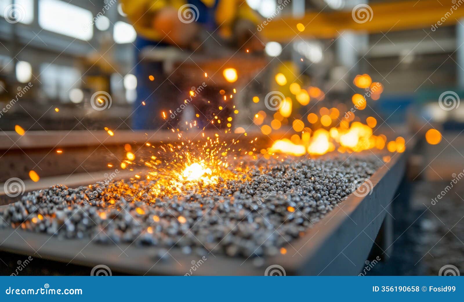 Sparks Flying from Metal Processing in an Industrial Setting Stock ...