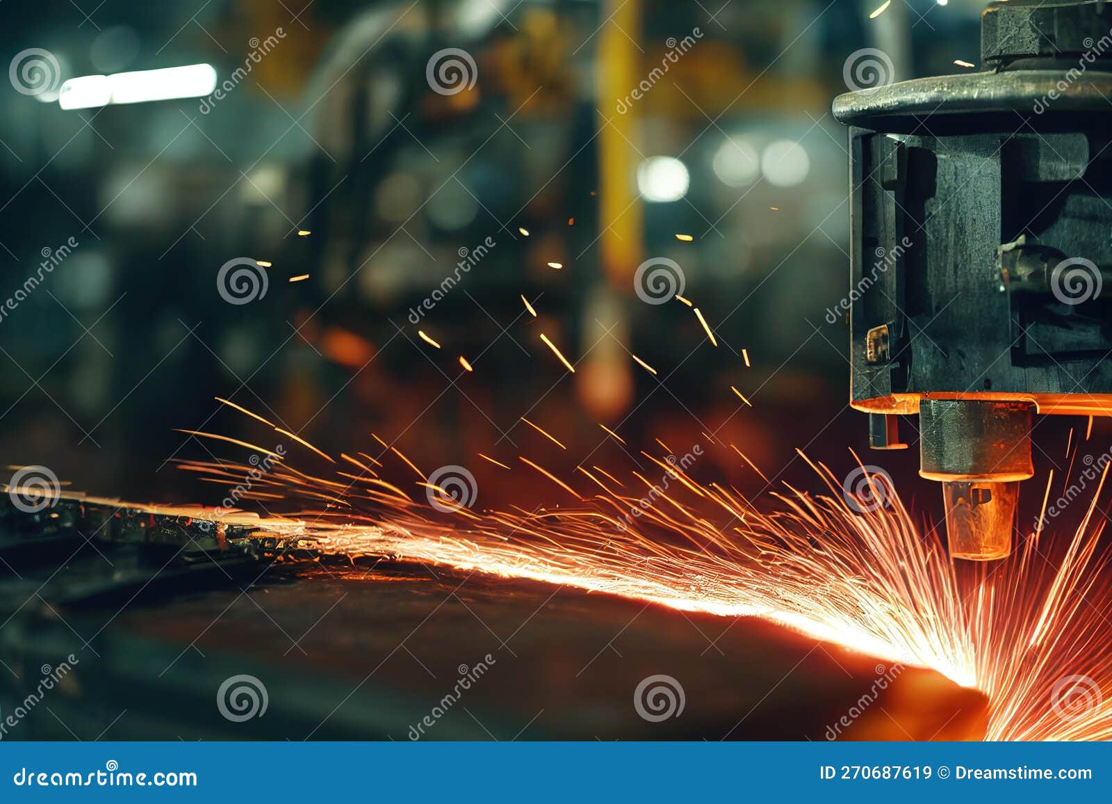 Sparks Flying Out from Under the Machine during Metal Processing at the ...