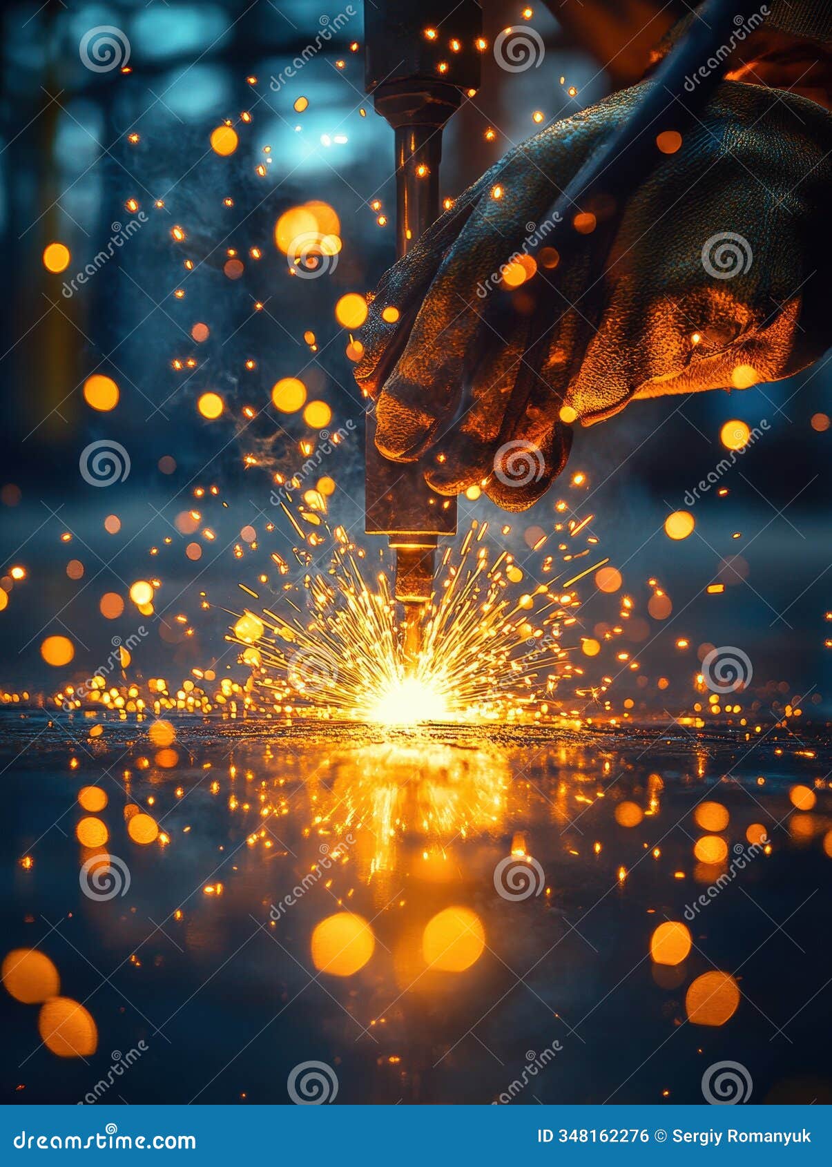 Sparks Flying during Welding Process in a Workshop at Dusk Showcasing ...
